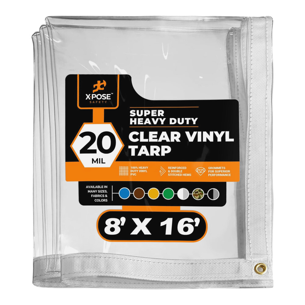 Xpose Safety 8' x 16' Clear Super Heavy-Duty Weatherproof 20 Mil PVC ...