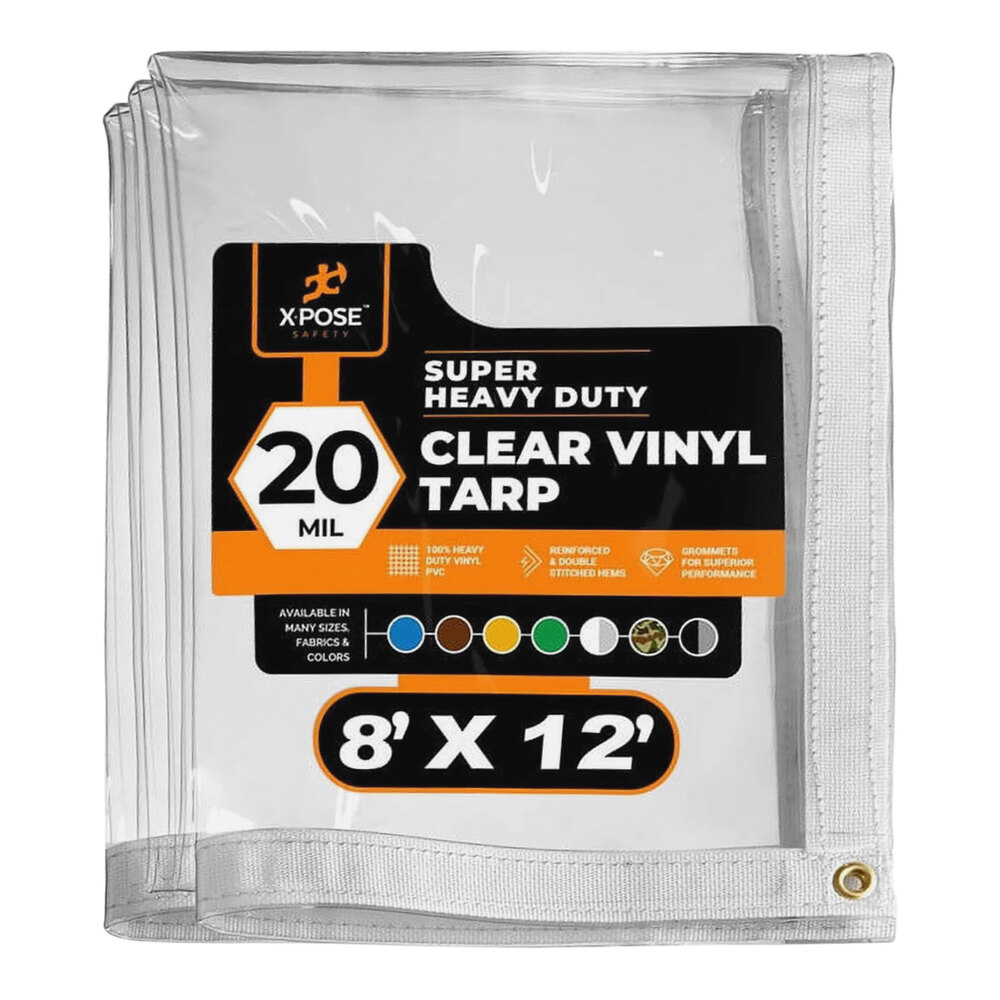 Xpose Safety 8' x 12' Clear Super Heavy-Duty Weatherproof 20 Mil PVC ...