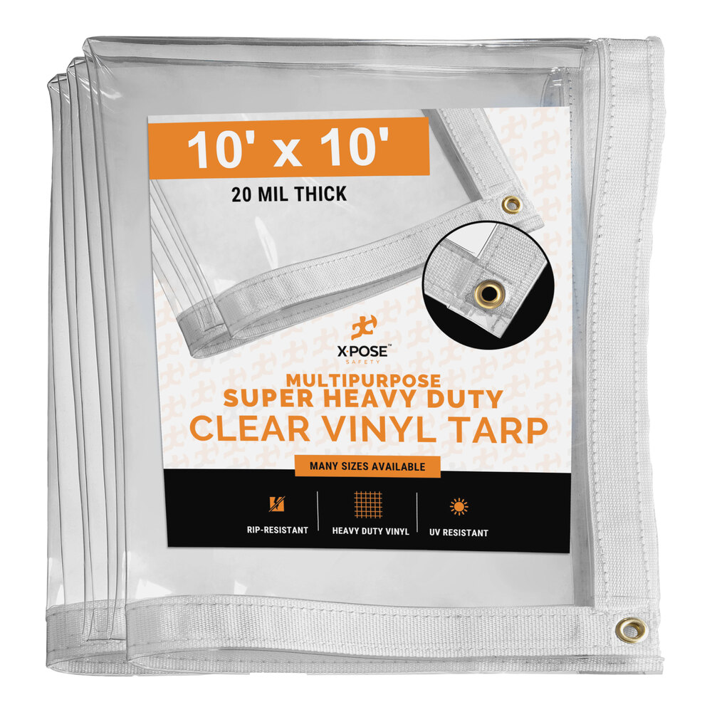 Xpose Safety 10' x 10' Clear Super Heavy-Duty Weatherproof 20 Mil PVC ...