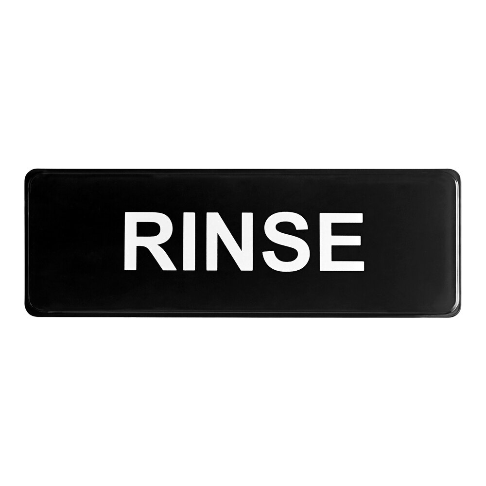 Lavex Rinse Sign - Black and White, 9" x 3"