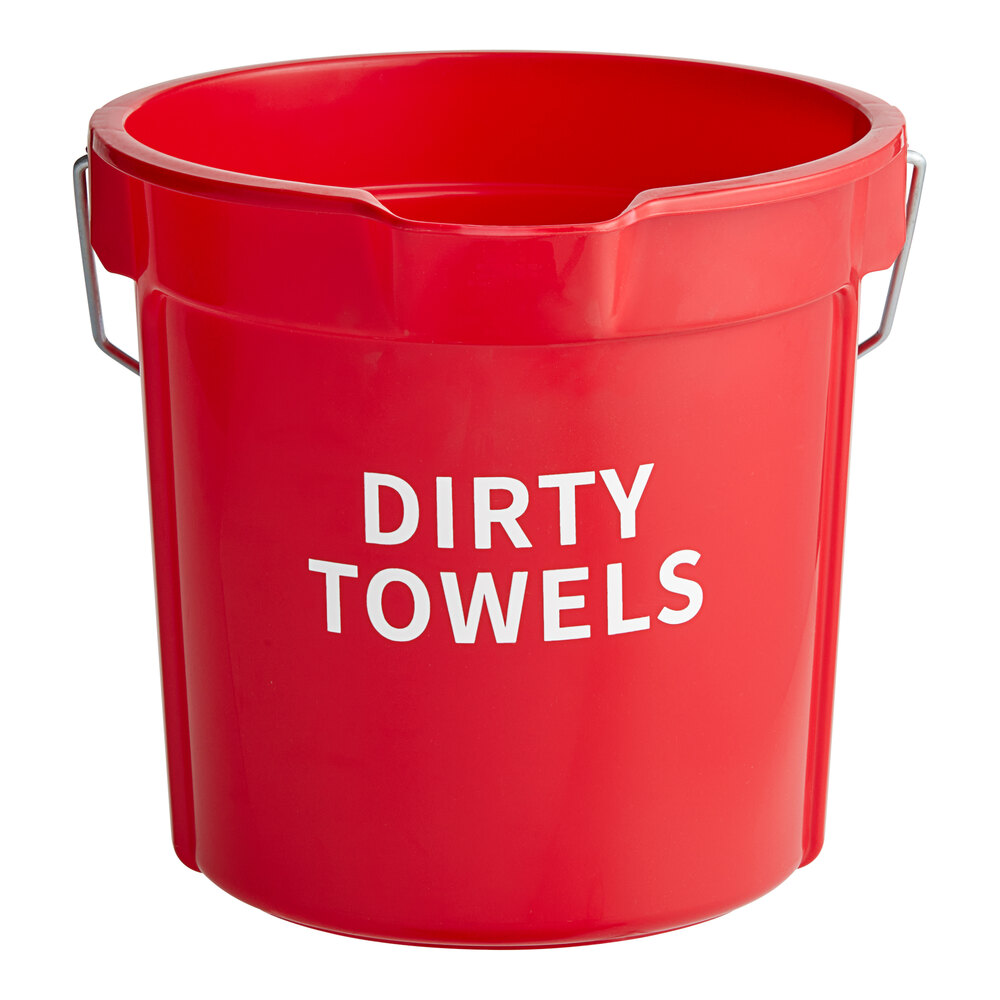 Lavex 14 Qt. Red Round "Dirty Towels" Bucket