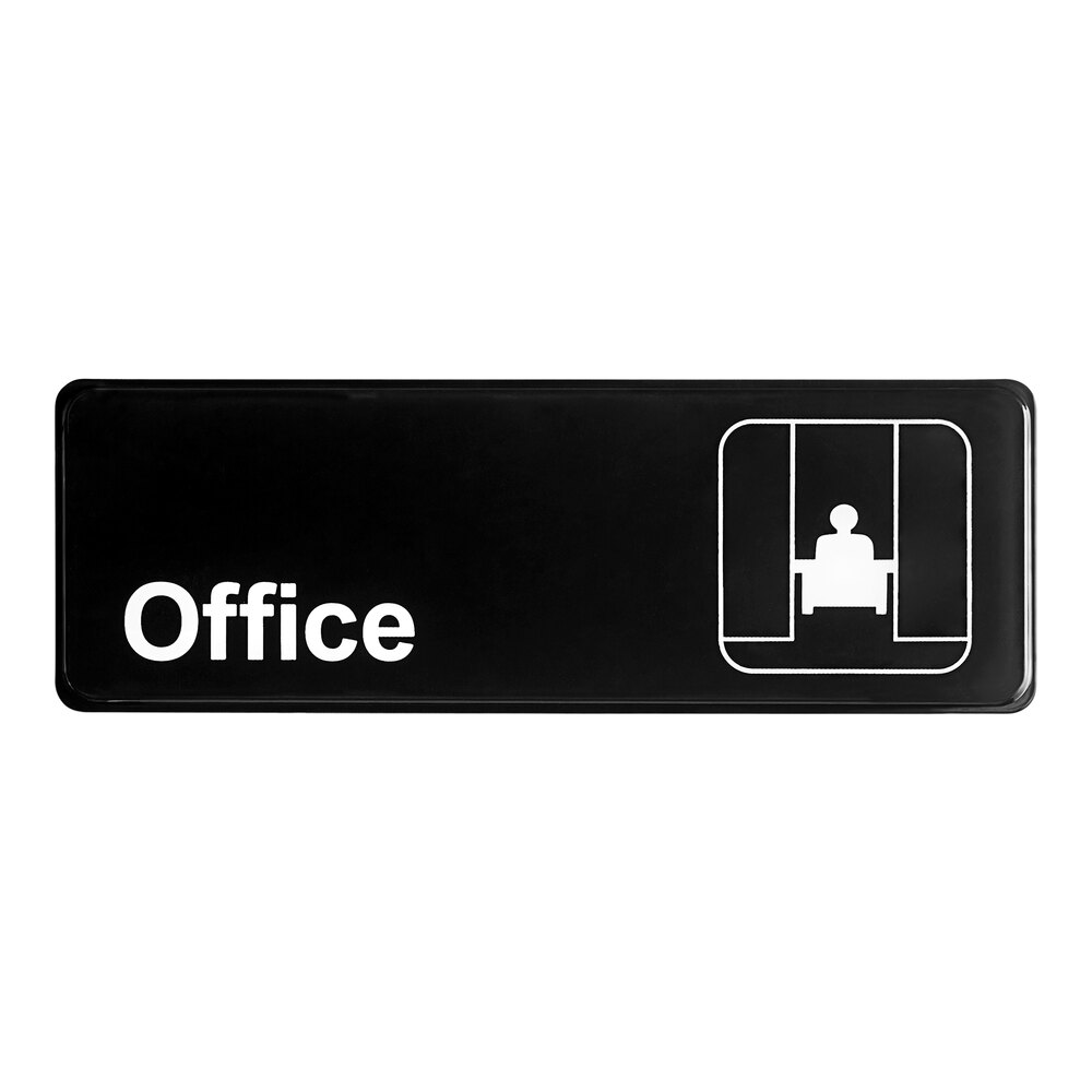 Lavex Office Sign - Black and White, 9" x 3"