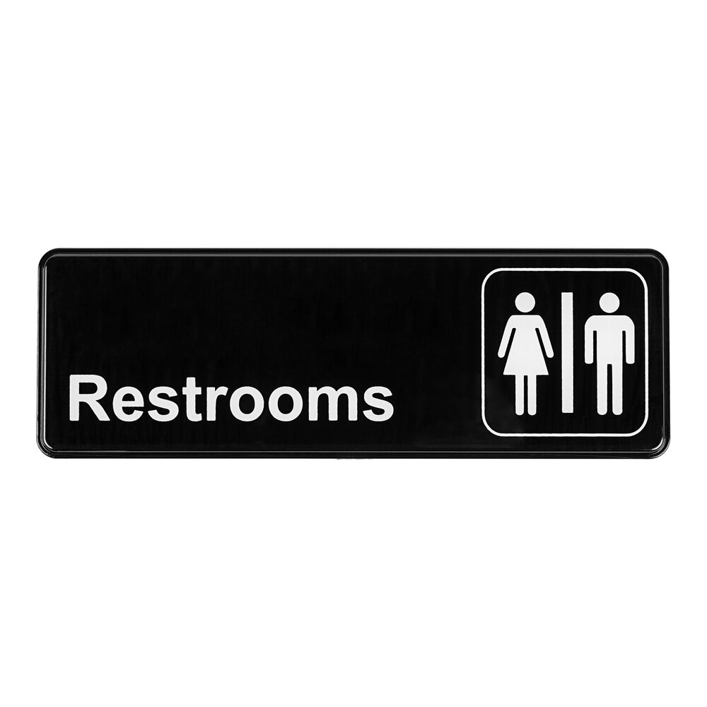 Lavex Black and White Unisex Restrooms Sign 9" x 3"