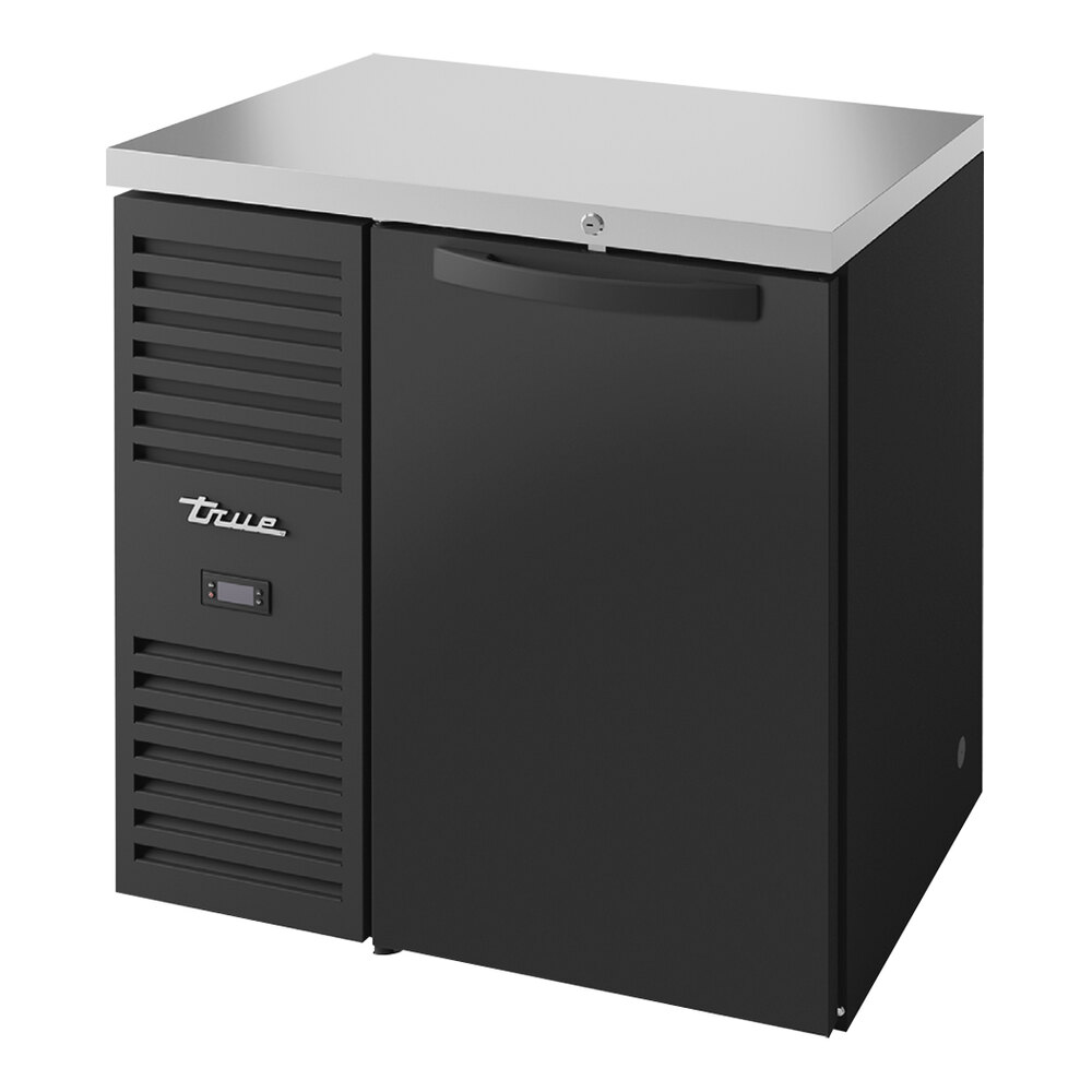True TBR32-RISZ1-L-B-S-1 32" Black Solid Door Narrow Back Bar ...