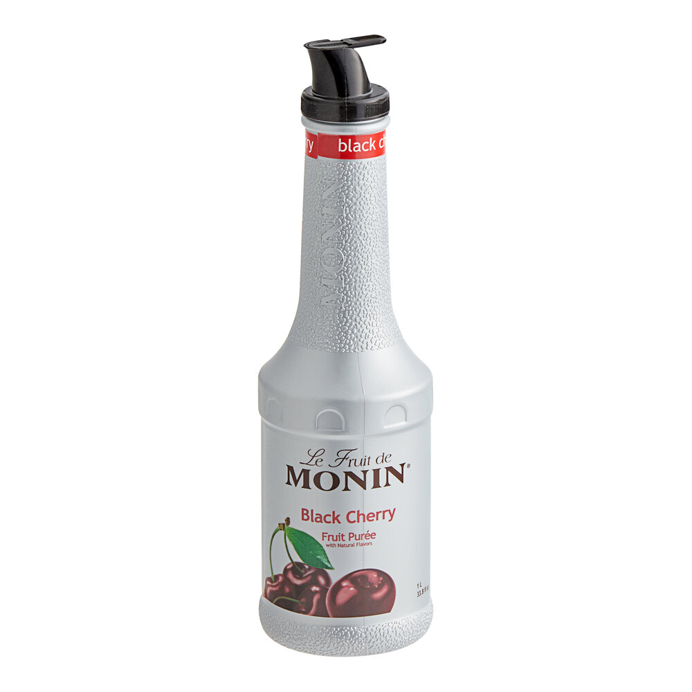 Monin 1 Liter Black Cherry Fruit Puree - 4/Case