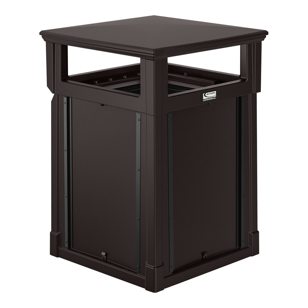 Suncast RMCC3501 35 Gallon Java Outdoor Waste Trash Can with Dome Top ...