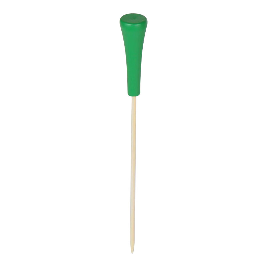 Pick On Us 4 1/2" Green Golf Tee Bamboo Food / Cocktail Pick - 100/Case
