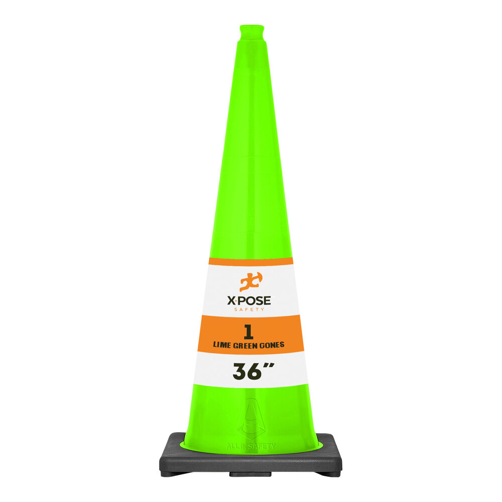Xpose Safety 36" Lime Green Heavy-Duty PVC Traffic Cone with 10 lb ...