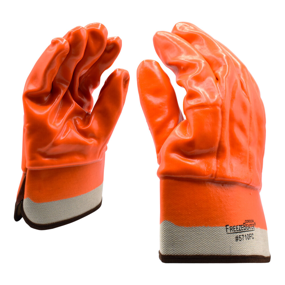 Cordova FreezeBeater Orange Single-Dipped PVC Gloves with Smooth Finish ...