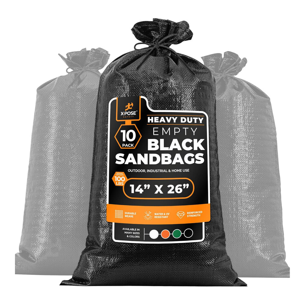 Xpose Safety 14" x 26" Black Heavy-Duty Military Grade Reusable Woven ...