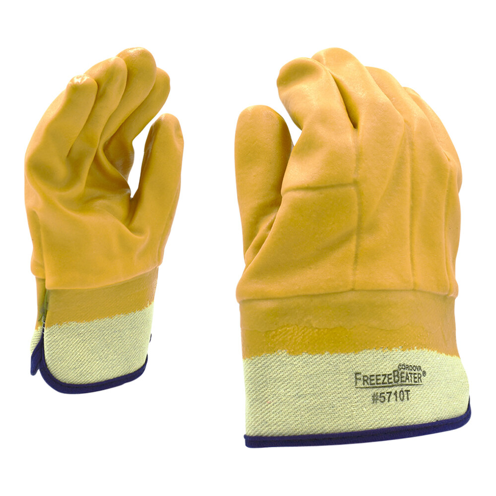 Cordova FreezeBeater Tan Double-Dipped PVC Gloves with Textured Finish ...