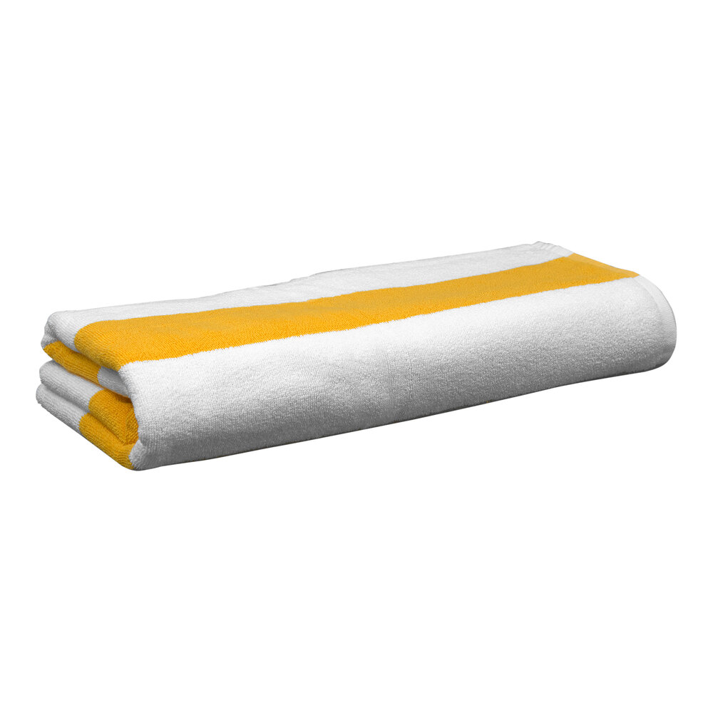 Garnier-Thiebaut Maya 34" x 80" White with Yellow Stripes 100% Cotton ...