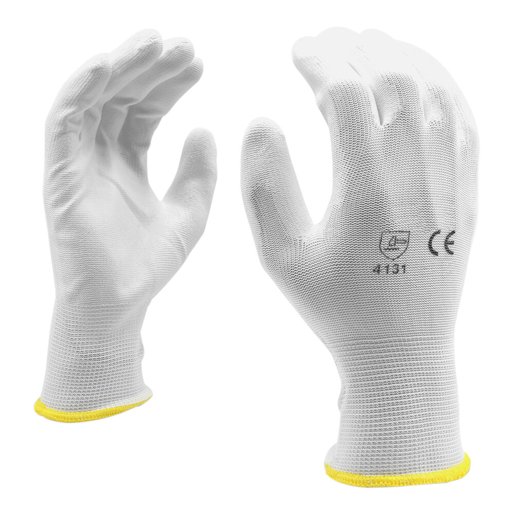 Cordova White Polyester Gloves with White Polyurethane Palm Coating ...