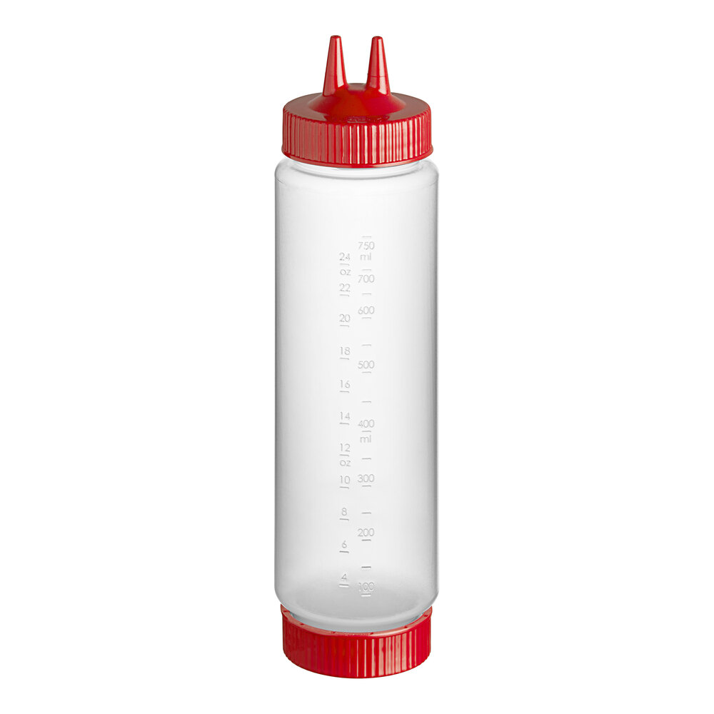 Vollrath Traex® 24 oz. Clear FIFO Squeeze Dispenser with Red Twin Tip ...