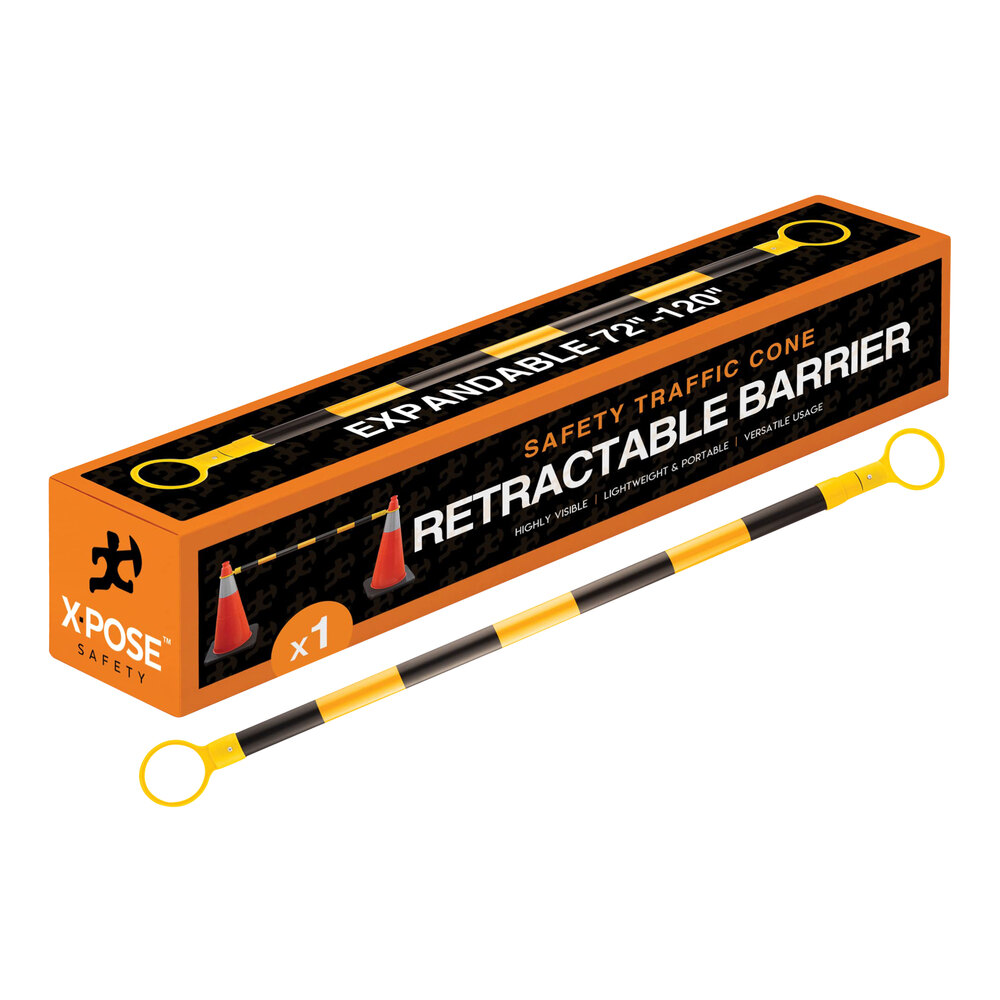 Xpose Safety 72"- 120" Yellow and Black Retractable Cone Bar CBY72/120-1-X