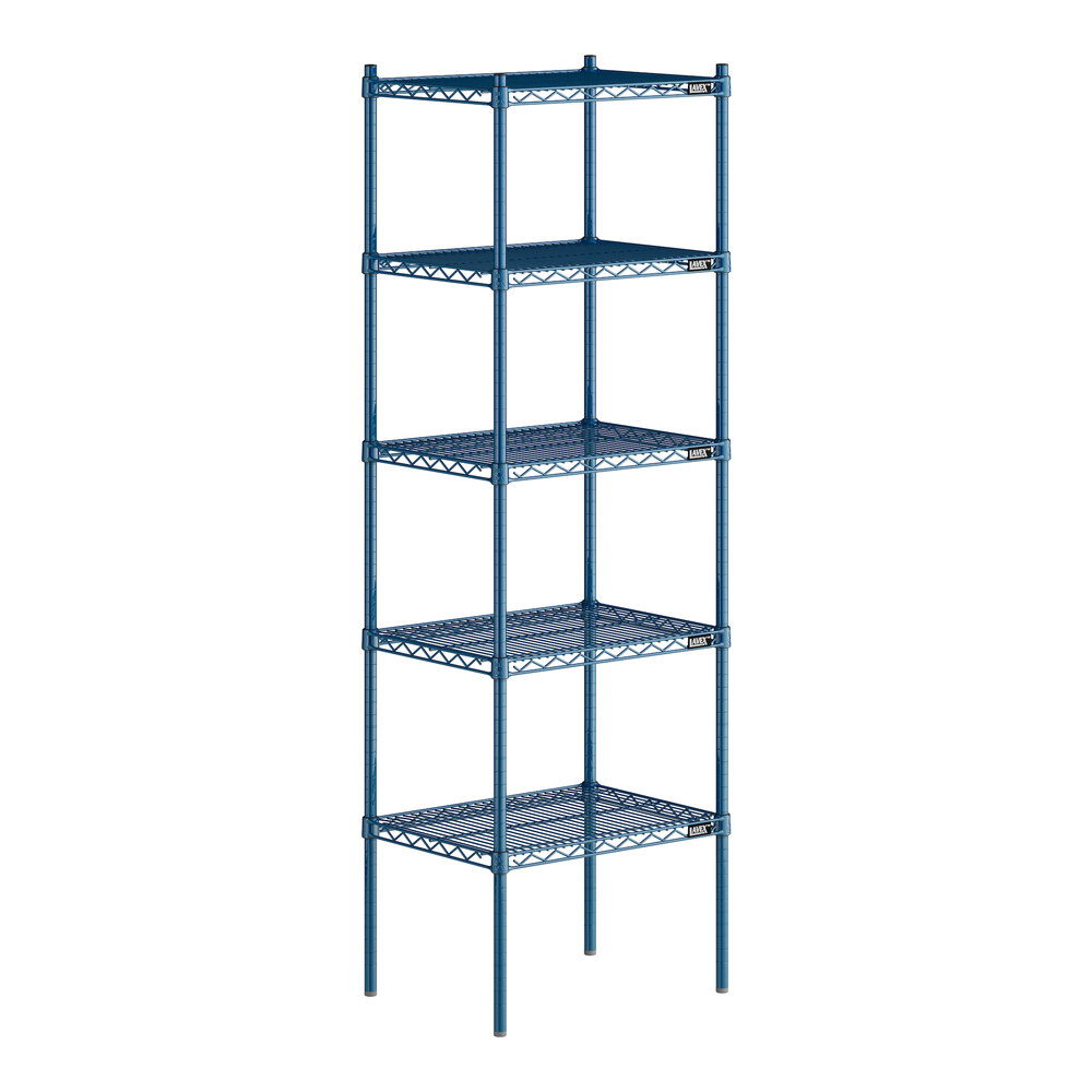 Lavex Pro 18" x 24" NSF Blue Epoxy Heavy-Duty 5-Shelf Kit with 74 ...