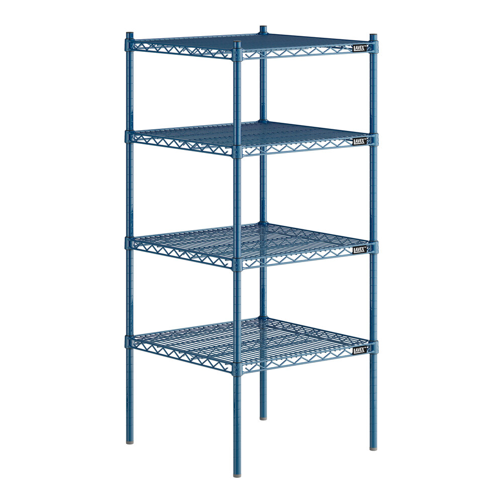 Lavex Pro 24" x 24" NSF Blue Epoxy Heavy-Duty 4-Shelf Kit with 54 ...