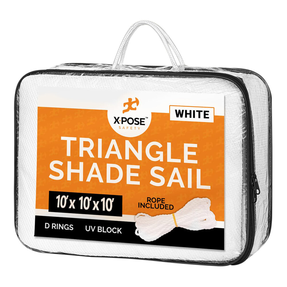 Xpose Safety 10' x 10' x 10' White Triangular HDPE Shade Sail