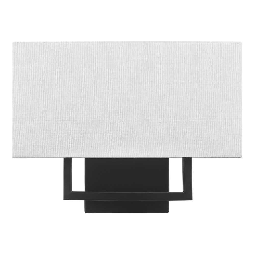Globe 2-Light Modern Matte Black Wall Sconce with Rectangular White ...