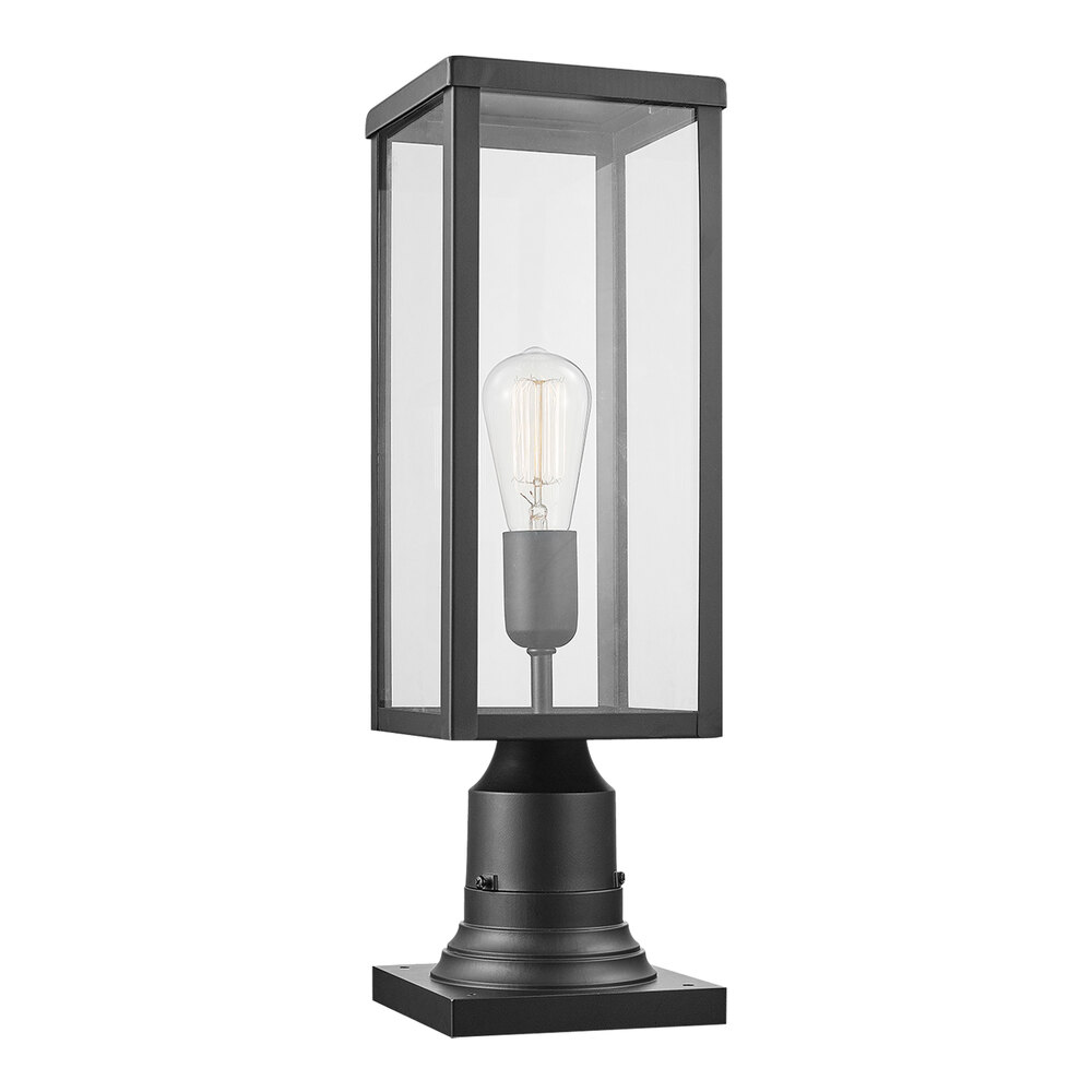 Globe Modern Matte Black Outdoor Post Mount Light with Rectangular ...