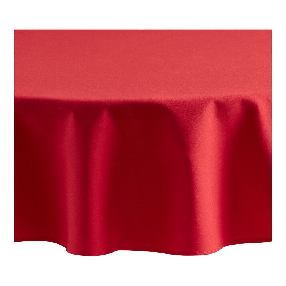 Oxford 72" Round Red 100% Spun Polyester Hemmed Edge Cloth Table Cover ...
