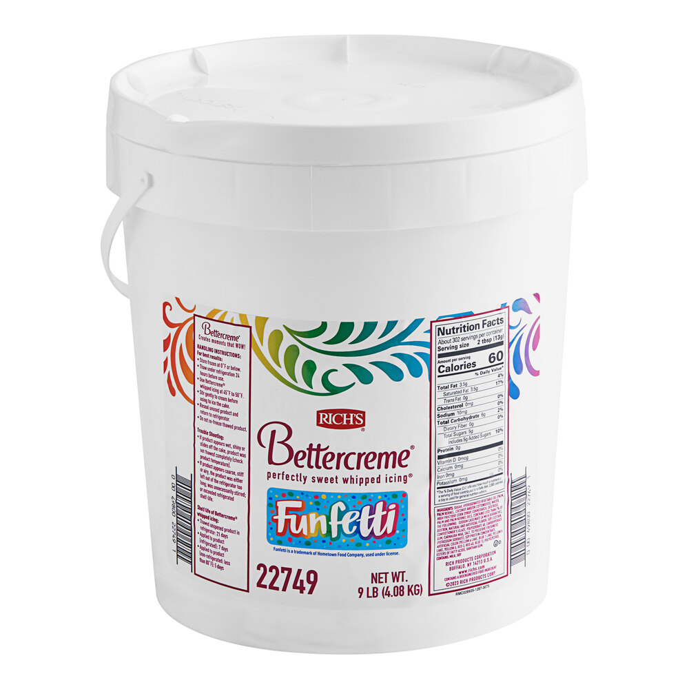 Rich's Bettercreme Funfetti Whipped Icing 9 lb. Pail