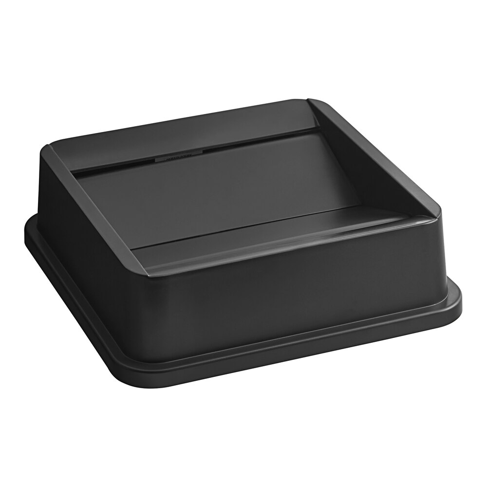 Lavex 25 Gallon Black Square Trash Can Swing Lid