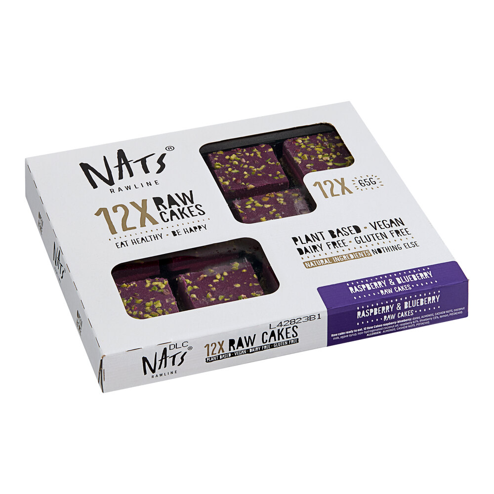 Nats Rawline Plant-Based Vegan Raspberry and Blueberry Raw Cake Square ...