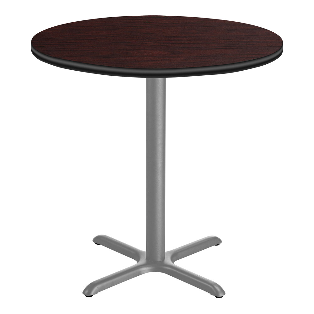 National Public Seating 36" Round Mahogany Bar Height Cafe Table with ...