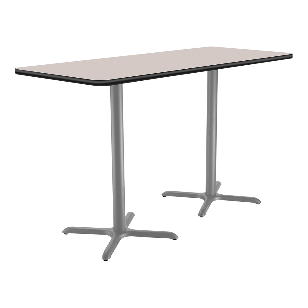 National Public Seating 30" x 48" Gray Nebula Bar Height Cafe Table ...