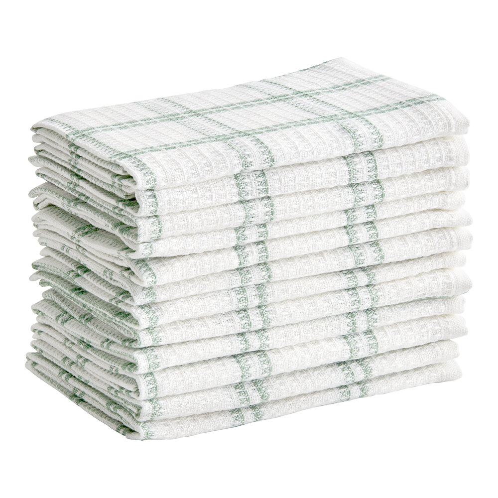 Choice 14" x 15" Striped Cotton Waffle-Weave Dish Cloth - 12/Pack