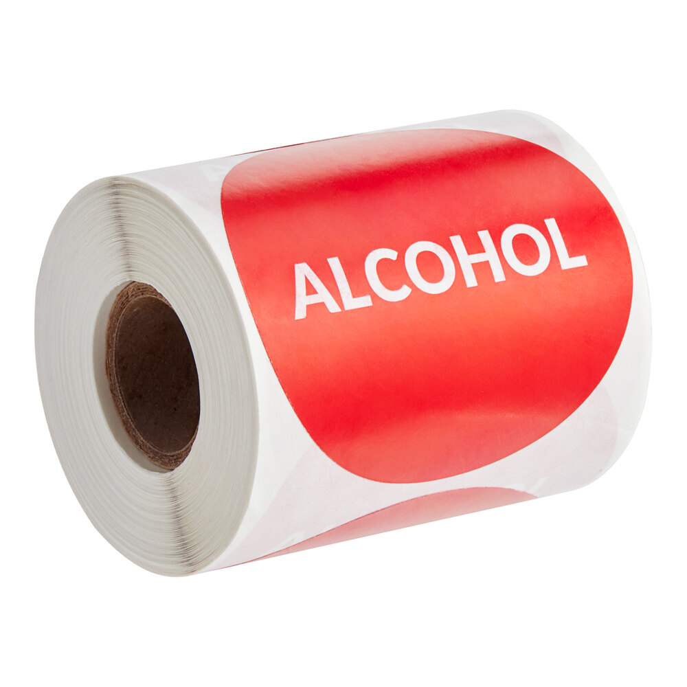 PointPlus 3" Round Red Permanent Alcohol Label - 1,000/Roll