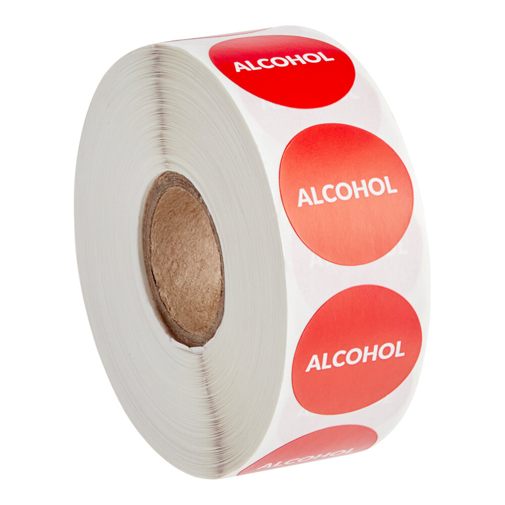 PointPlus 1" Round Red Permanent Alcohol Label - 1,000/Roll