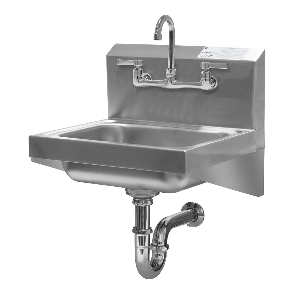 Advance Tabco 7-PS-57 14" x 10" Wall-Mounted Hand Sink with Gooseneck ...