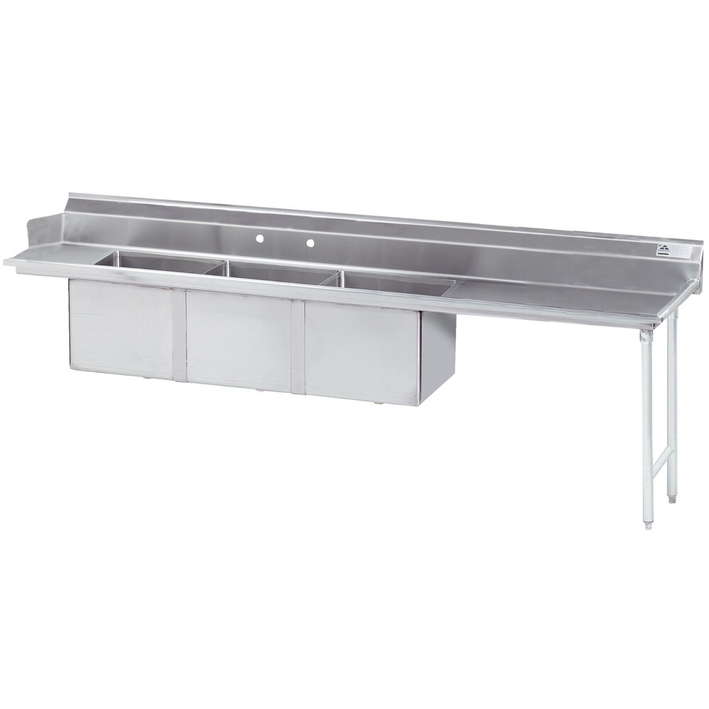 Advance Tabco DTC-3-1824-108R 107" Dishtable with Three Compartment ...