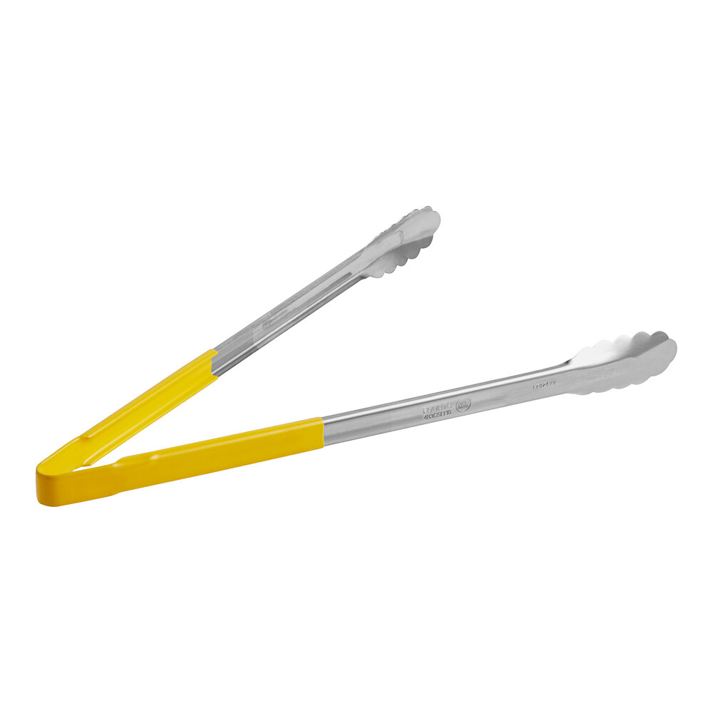 Fourté 16" Yellow Coated Handle Stainless Steel Scalloped Tongs
