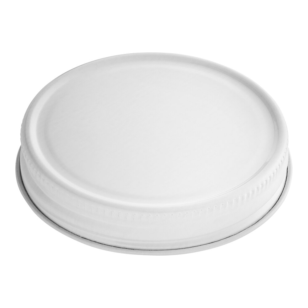 58/400 White Metal Lid with Plastisol Liner - 100/Pack