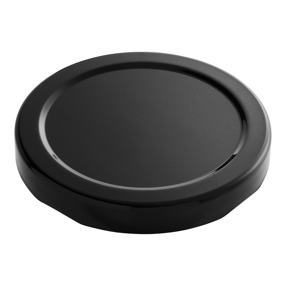 63 Lug Black Metal Lid with Plastisol Liner - 100/Pack