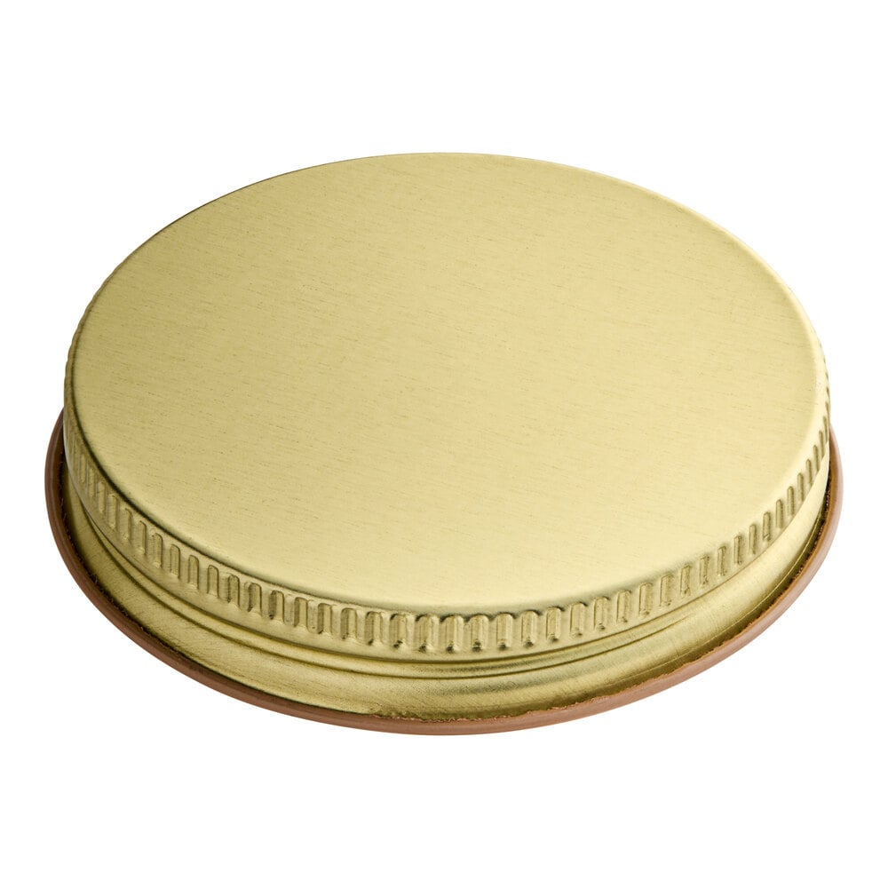 58/400 Gold Metal Lid with Plastisol Liner - 100/Pack