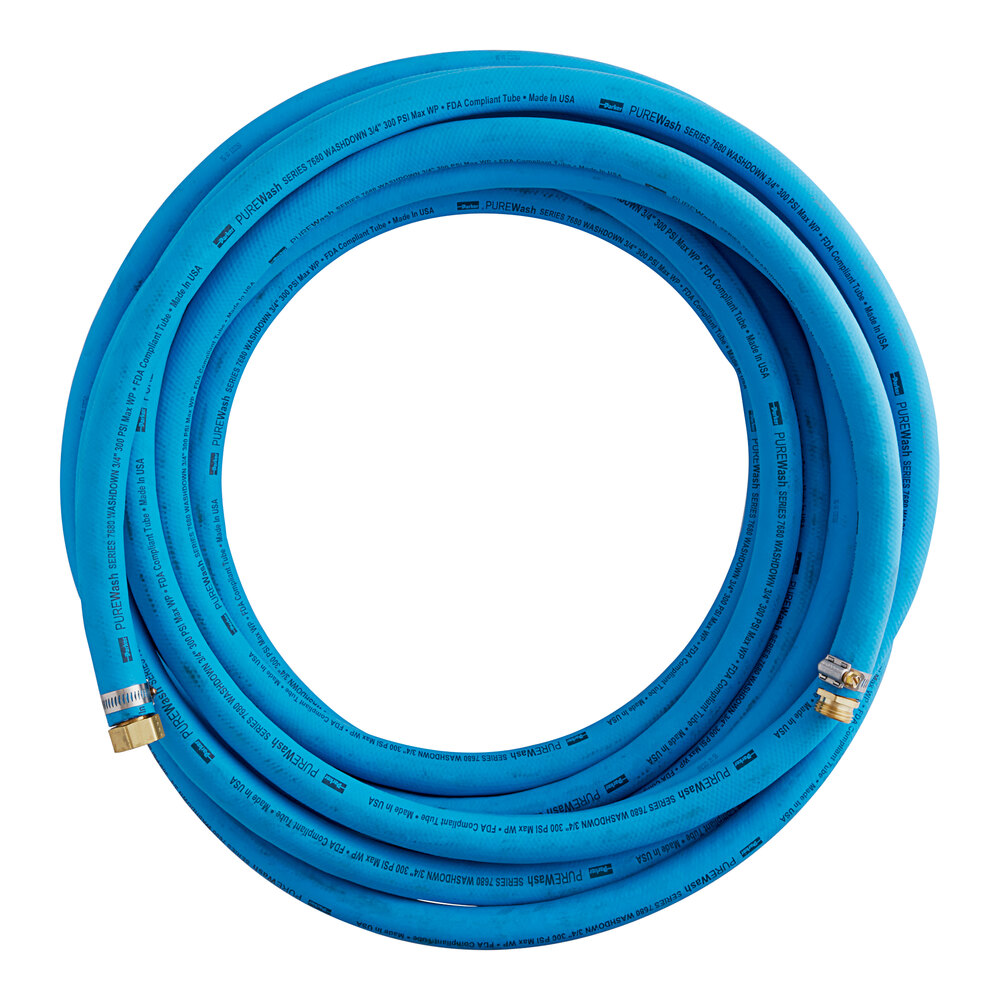 Parker PureWash 7680 75' x 1" Washdown Hose with 3/4" GHT Connections