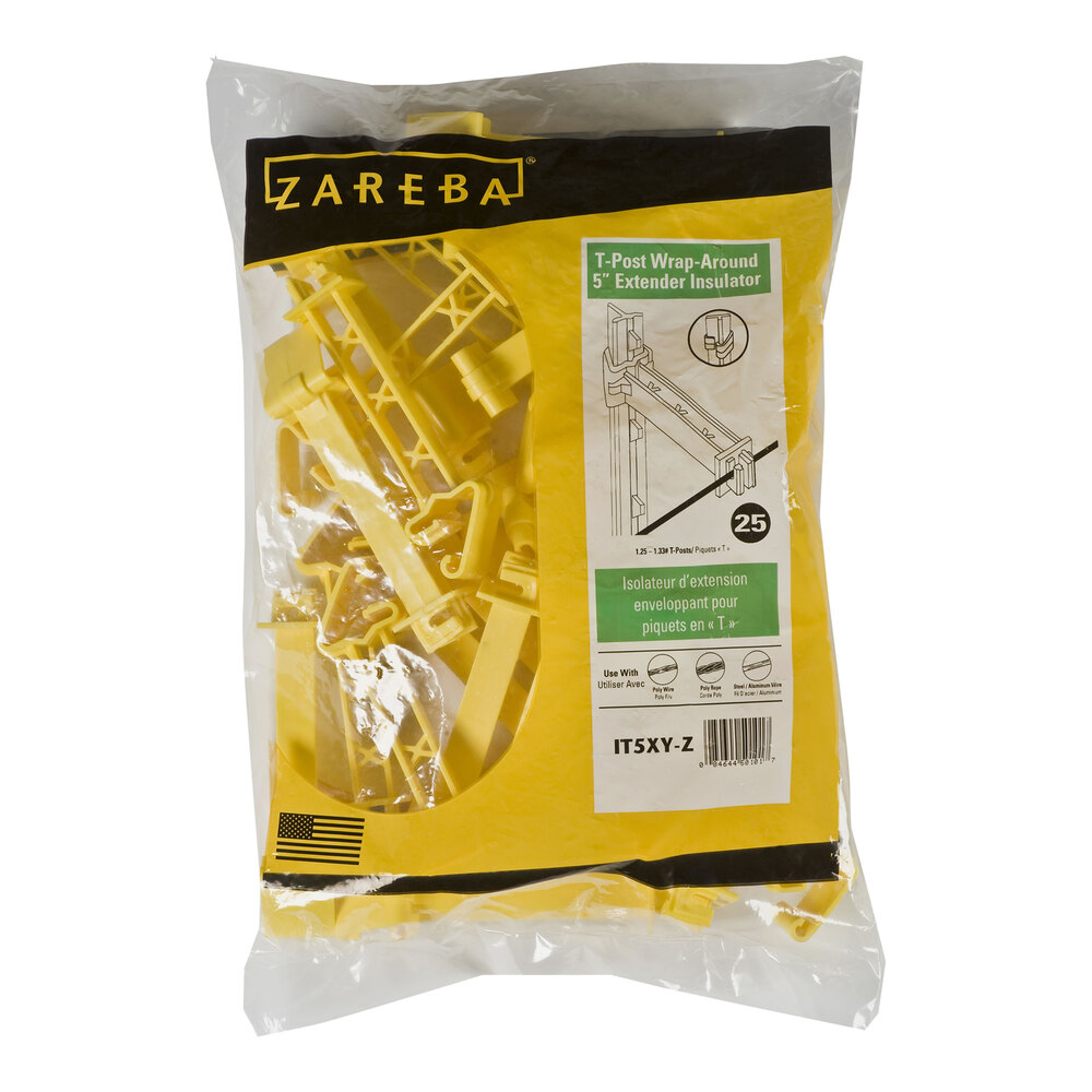 Zareba 5" Yellow Snap-On T-Post Wrap-Around Extender Insulator IT5XY-Z ...