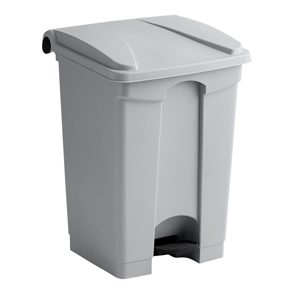 Lavex 48 Qt. / 12 Gallon Gray Rectangular Step-On Trash Can