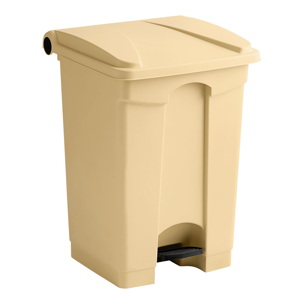 Lavex 48 Qt. / 12 Gallon Beige Rectangular Step-On Trash Can