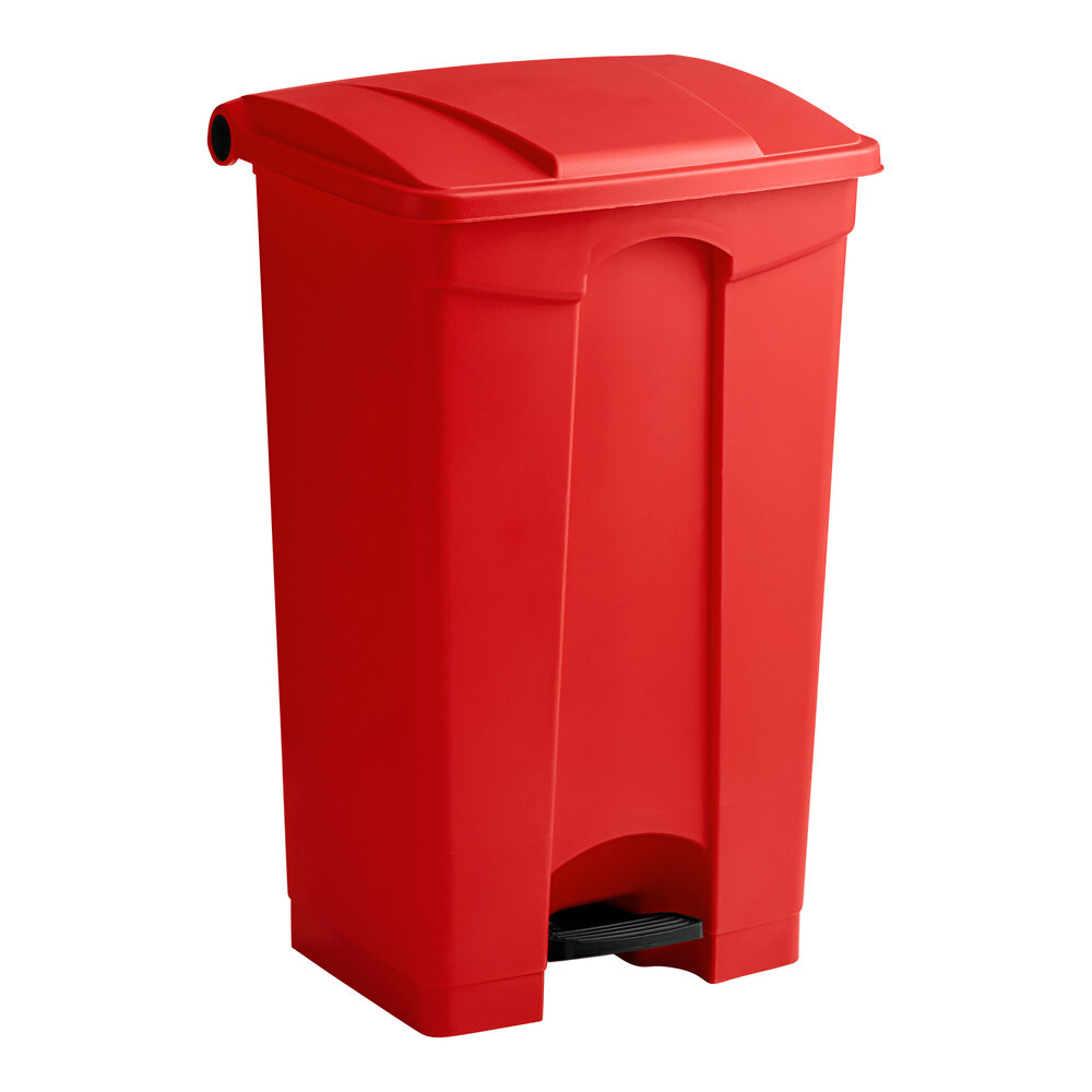 Lavex 92 Qt. / 23 Gallon Red Rectangular Step-On Trash Can