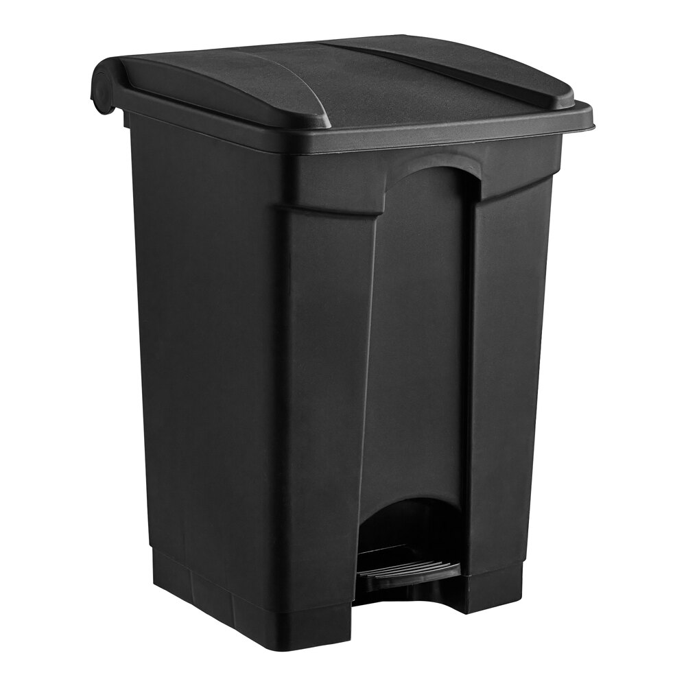 Lavex 48 Qt. / 12 Gallon Black Rectangular Step-On Trash Can
