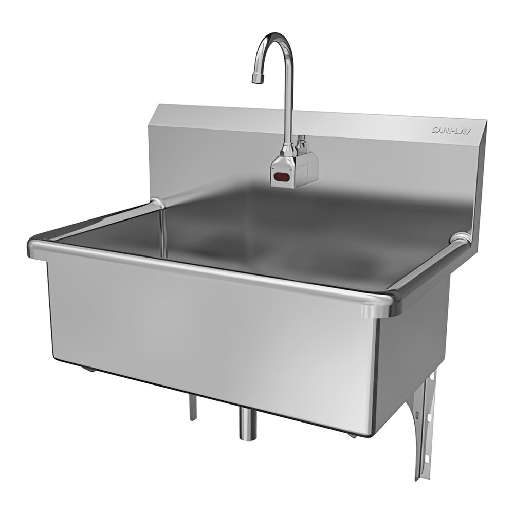 Sani-Lav 532A 31" x 20" Wall-Mounted Hands-Free Scrub Sink with 1 AC ...