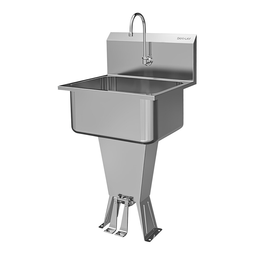 Sani-Lav 512L 21" x 20" Floor-Mounted Hands-Free Sink with 1 Double ...