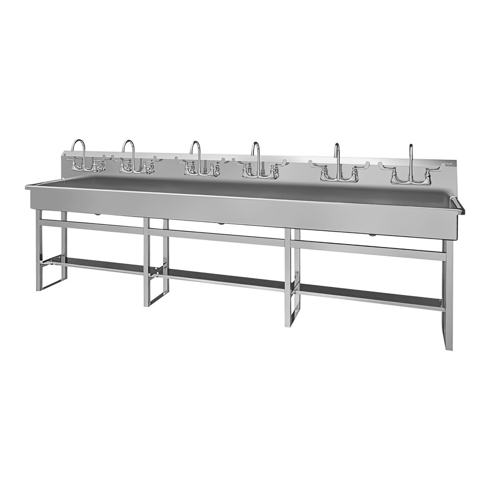 Sani-Lav 512FFL 120" x 20" Floor-Mounted Multi-Station Hand Sink with ...