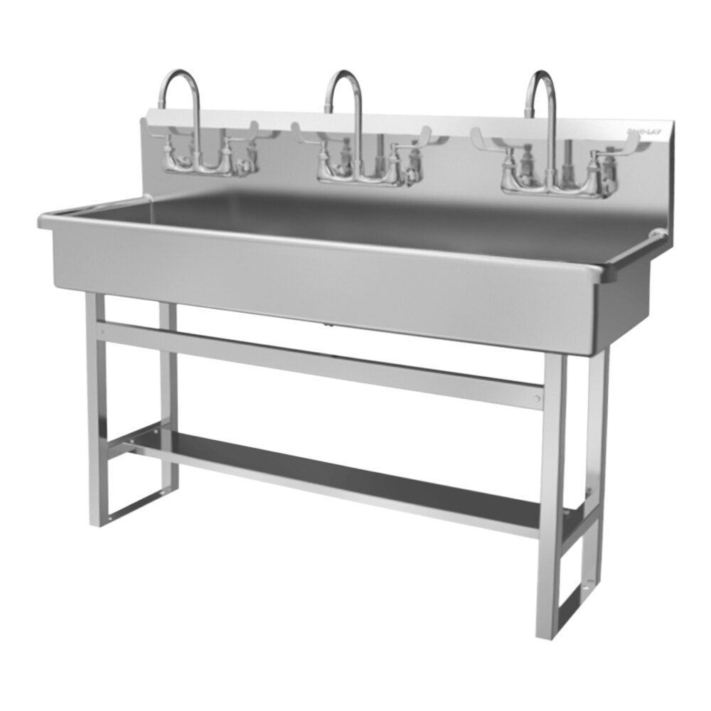 Sani-Lav 56FFL-0.5 60" x 20" Floor-Mounted Multi-Station Hand Sink with ...