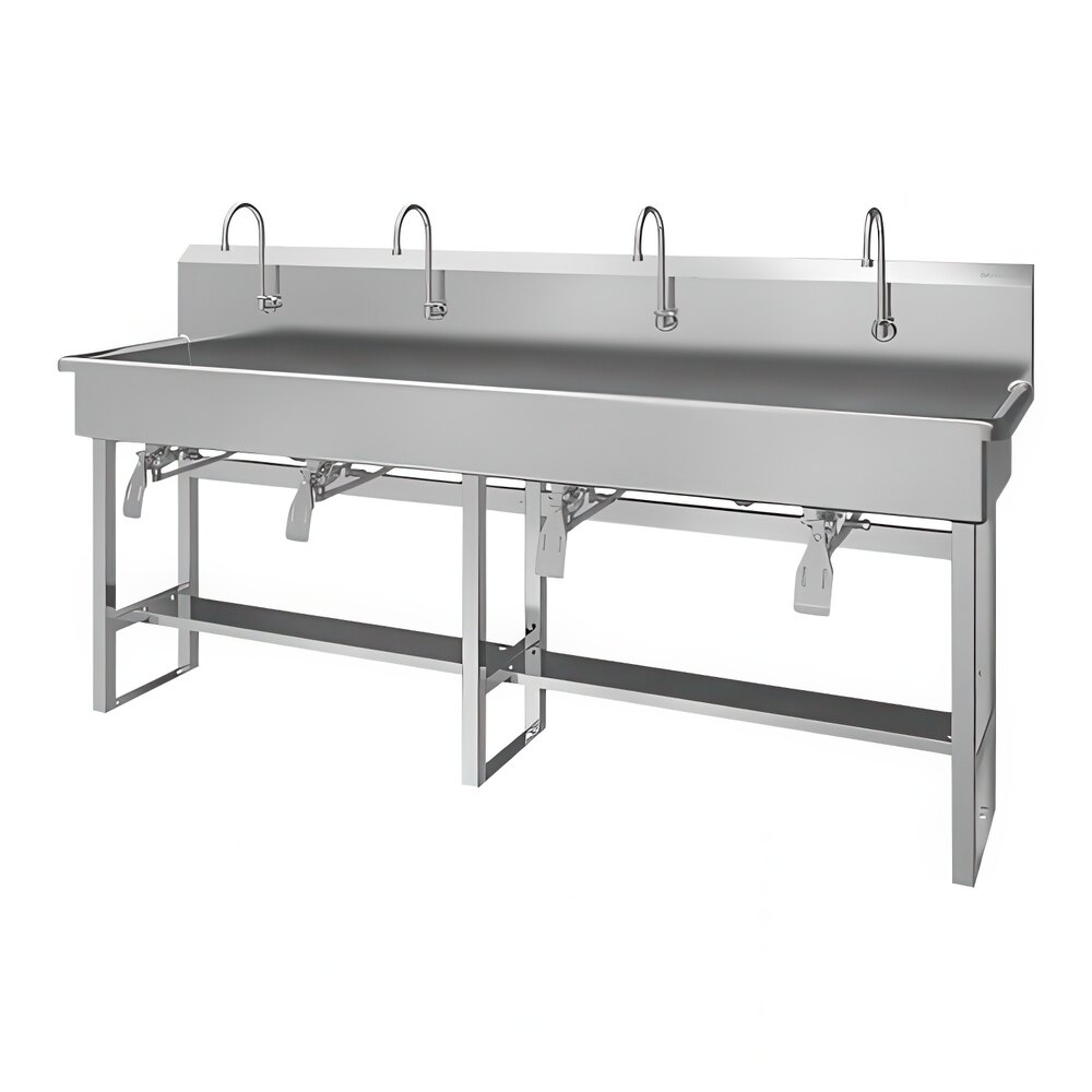 Sani-Lav 58FK1.5 80" x 20" Floor-Mounted Multi-Station Hands-Free Sink ...